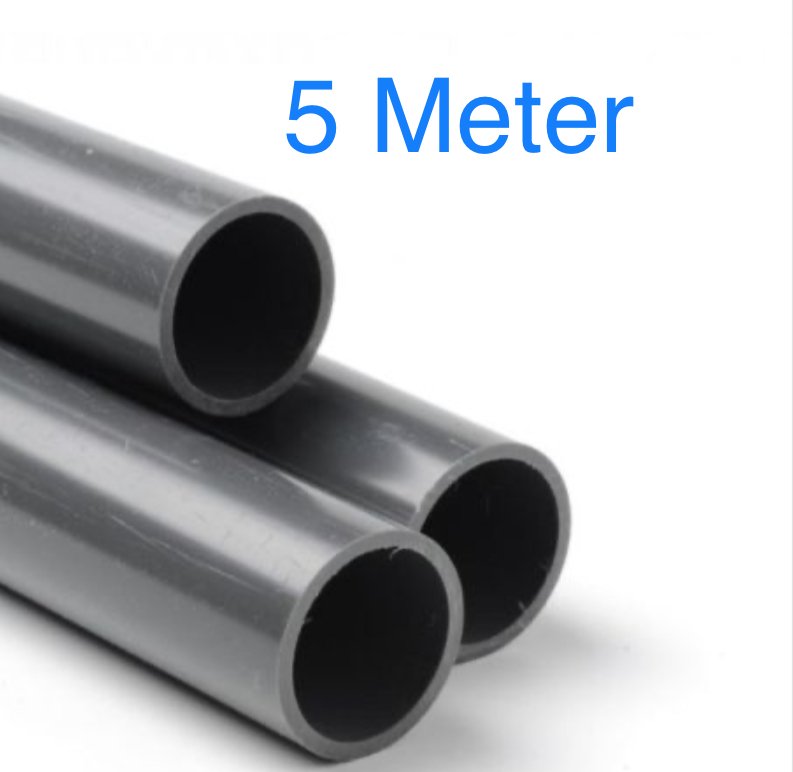 Rør PVC 50mm / 5 meters lengde - PVC Rørdeler for liming - Koi og ...