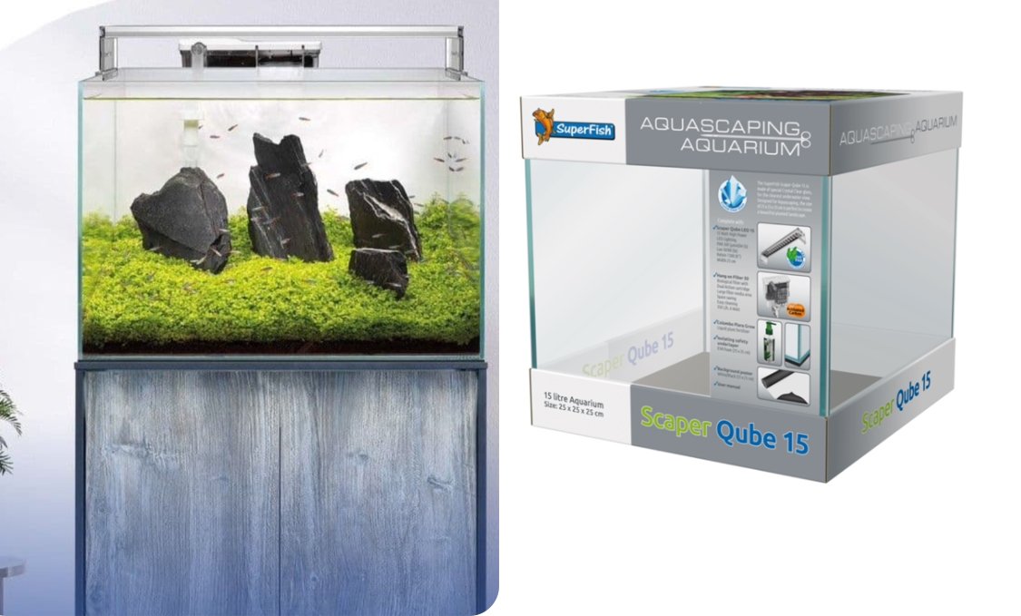Aquarium pakke / Scaper Qube 15 - Akvarie pakker og Bord - Koi og ...